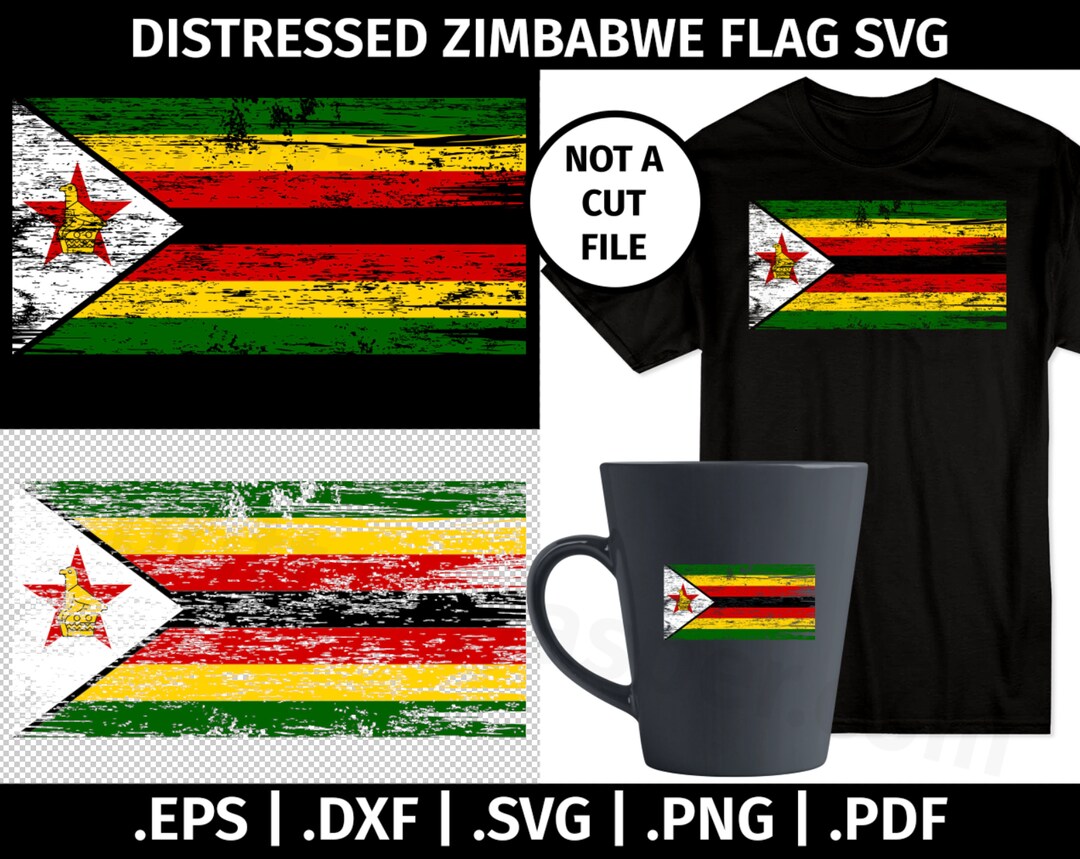 Distressed Zimbabwe Flag SVG Design Clip Art Vector Graphic Eps Dxf Svg ...
