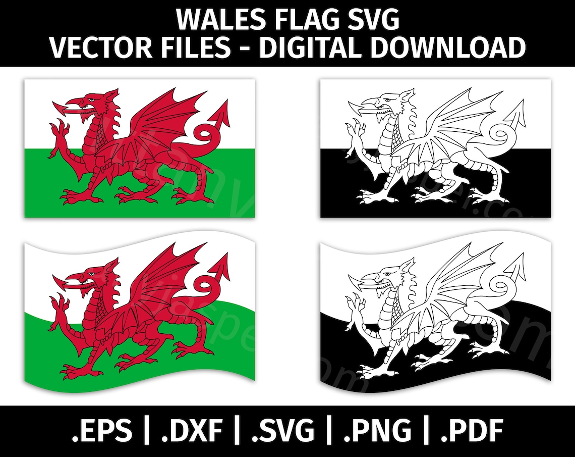 Wales / Welsh Flag SVG Vector Clip Art Cut Files for Cricut | Etsy