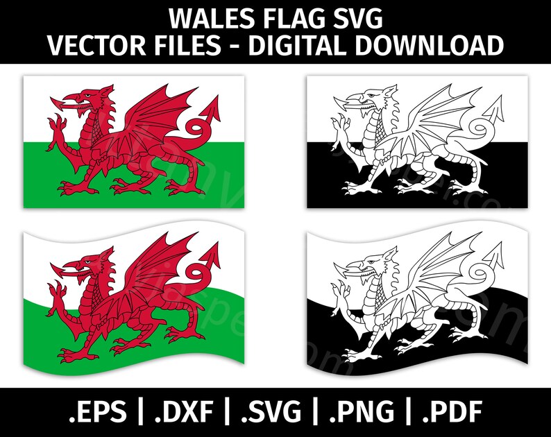 Wales / Welsh Flag SVG Vector Clip Art Cut Files for Cricut - Etsy UK