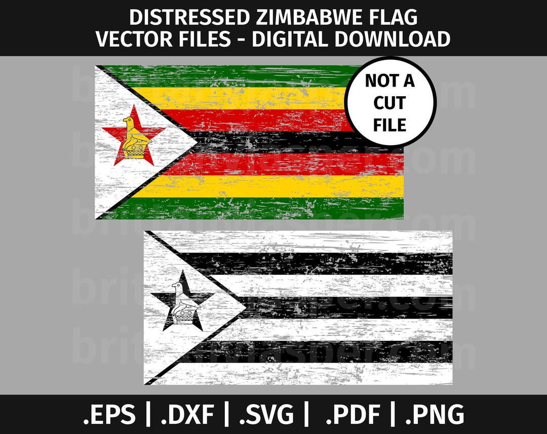 Distressed Zimbabwe Flag SVG Design - Vector Clip Art Graphic - Eps Dxf ...