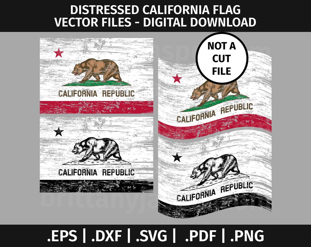 Distressed California Flag SVG Design - Vector Clip Art Graphic - Eps ...