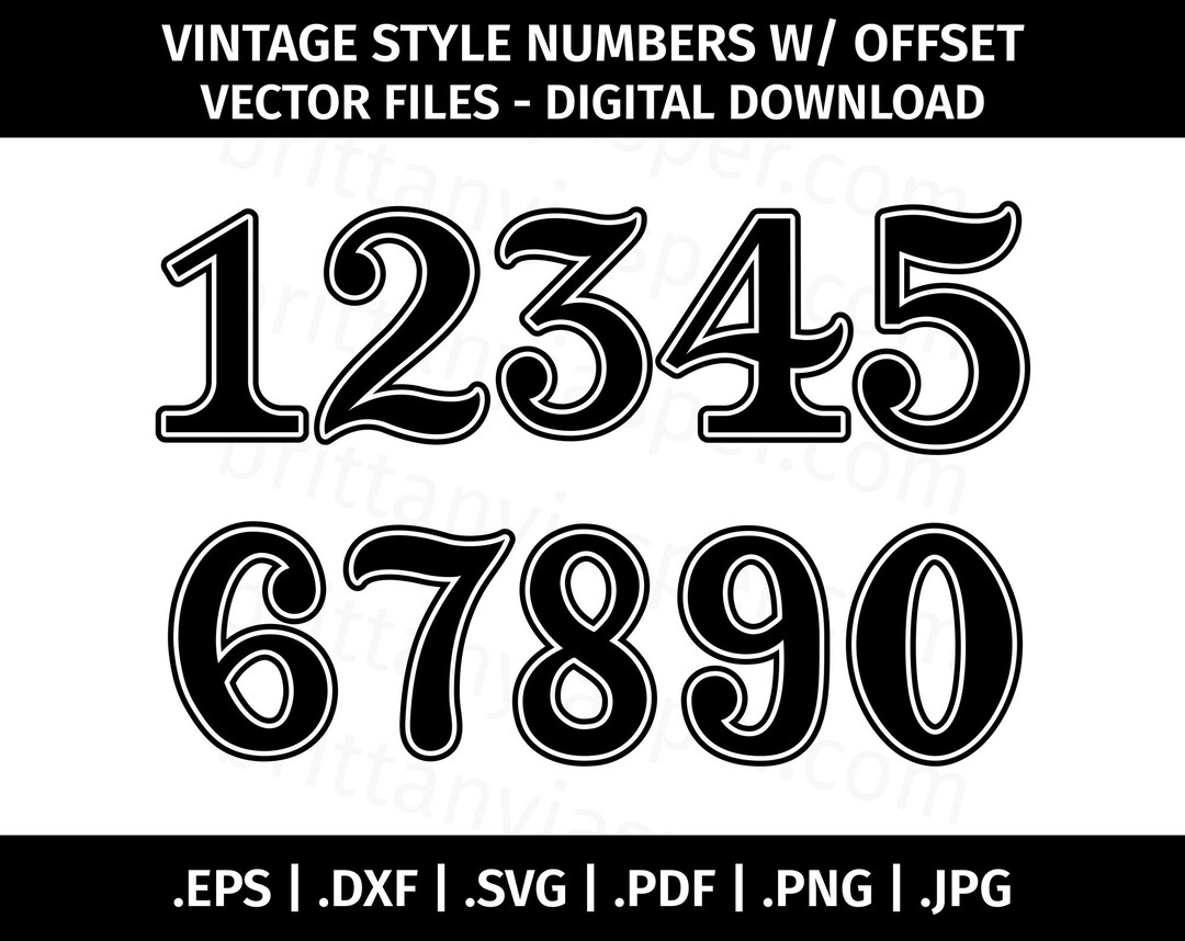Vintage Style Number SVG Vector Clip Art - Cut Files for Cricut ...