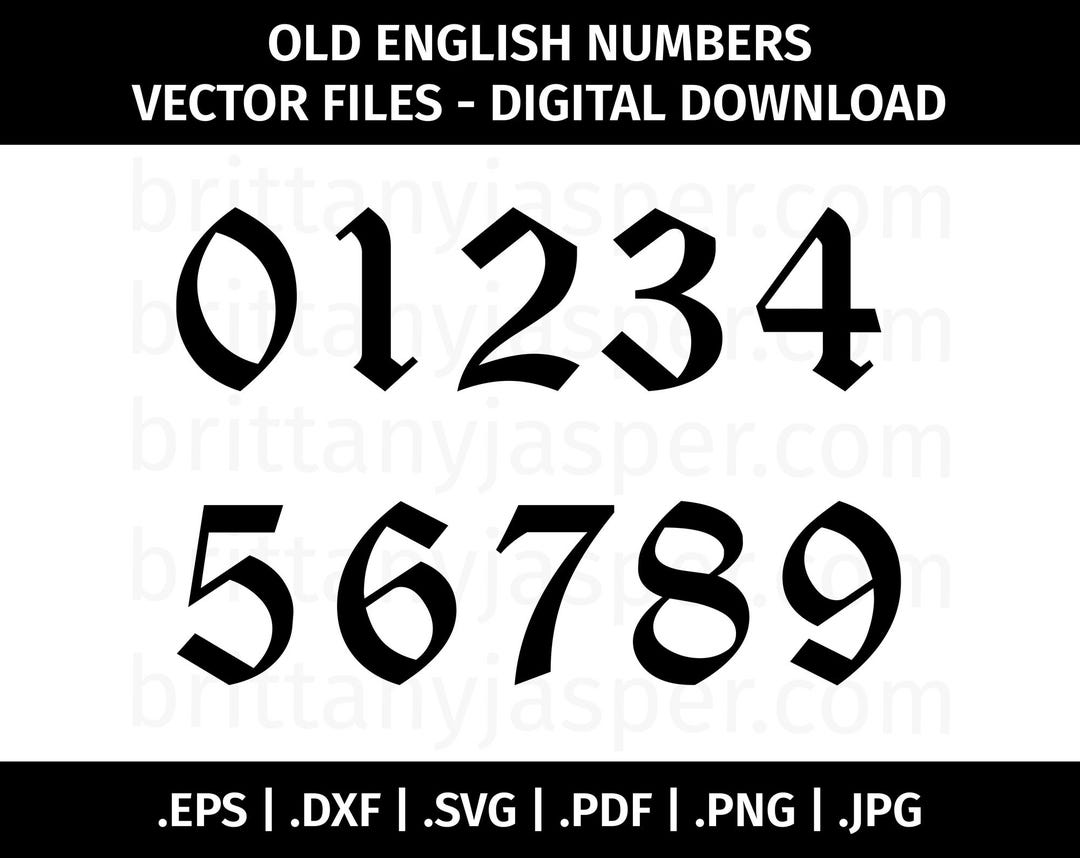 Old English Number SVG Vector Clip Art - Cut Files for Cricut ...