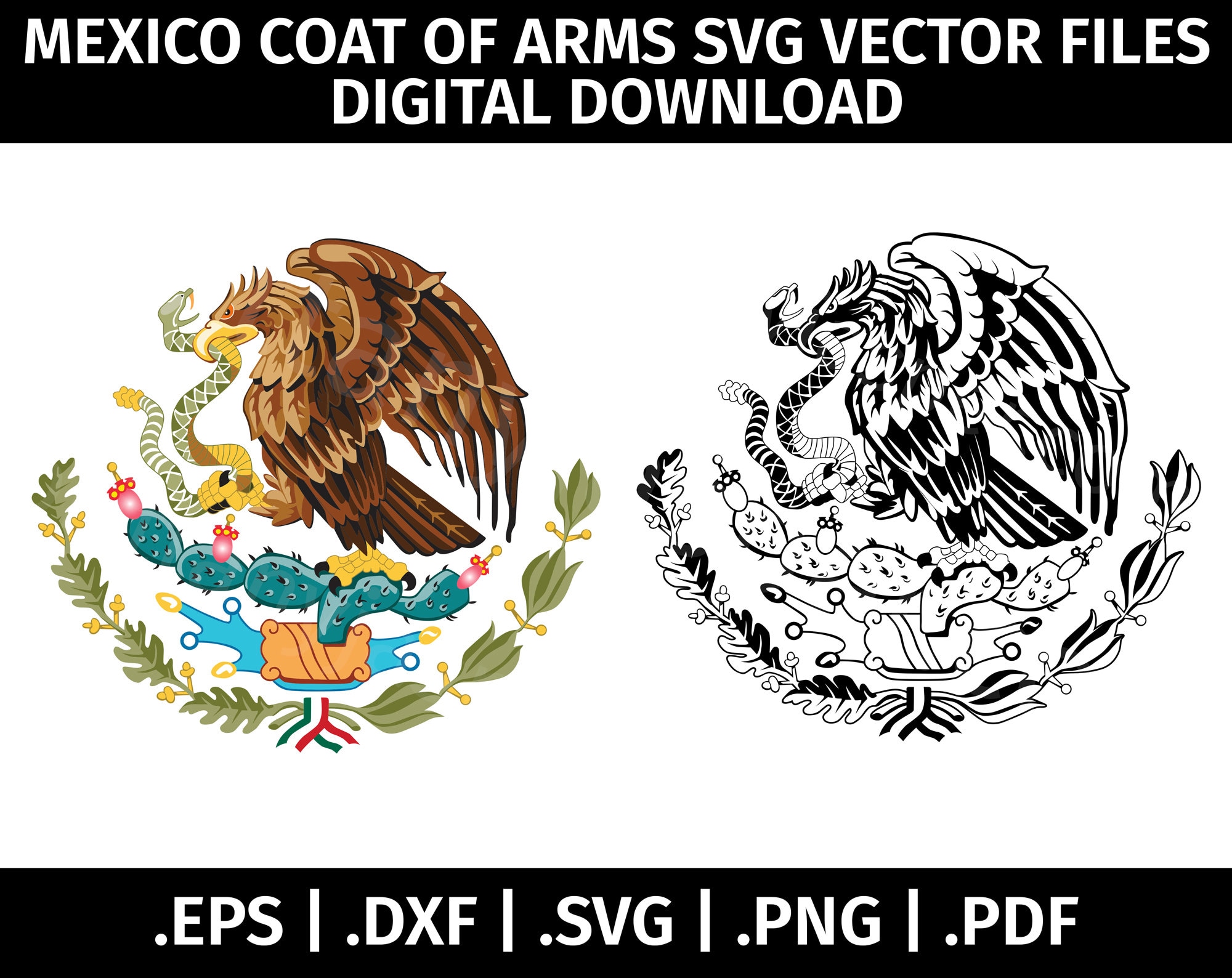 Escudo de armas de México SVG Vector Clip Art Archivos de | Etsy