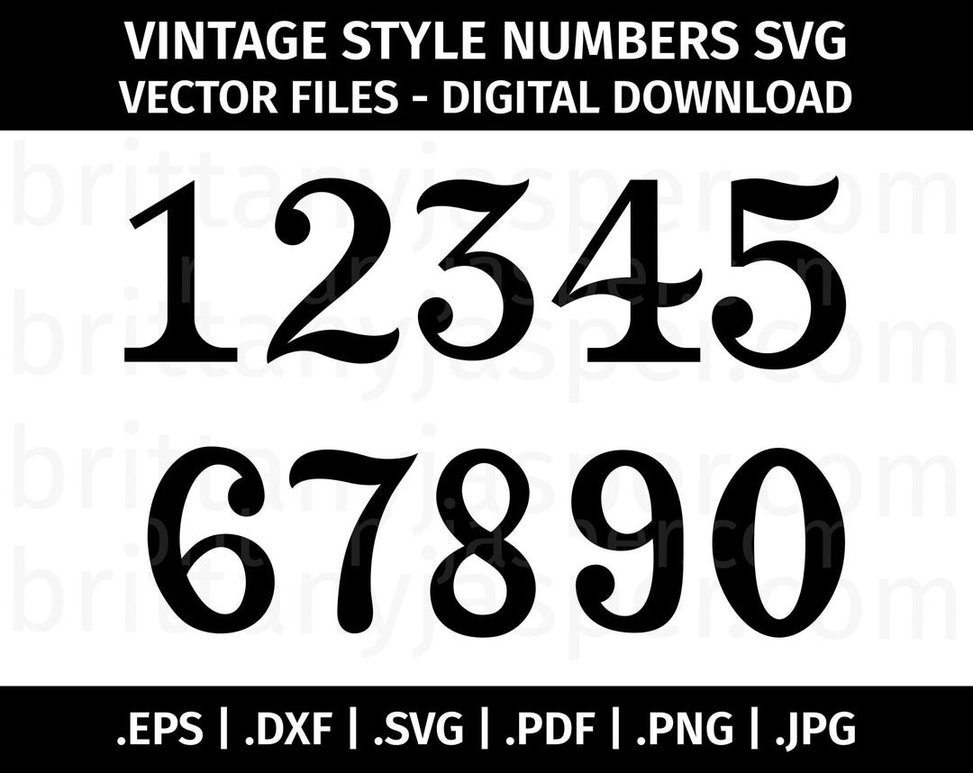 Vintage Style Number SVG Vector Clip Art - Cut Files for Cricut ...