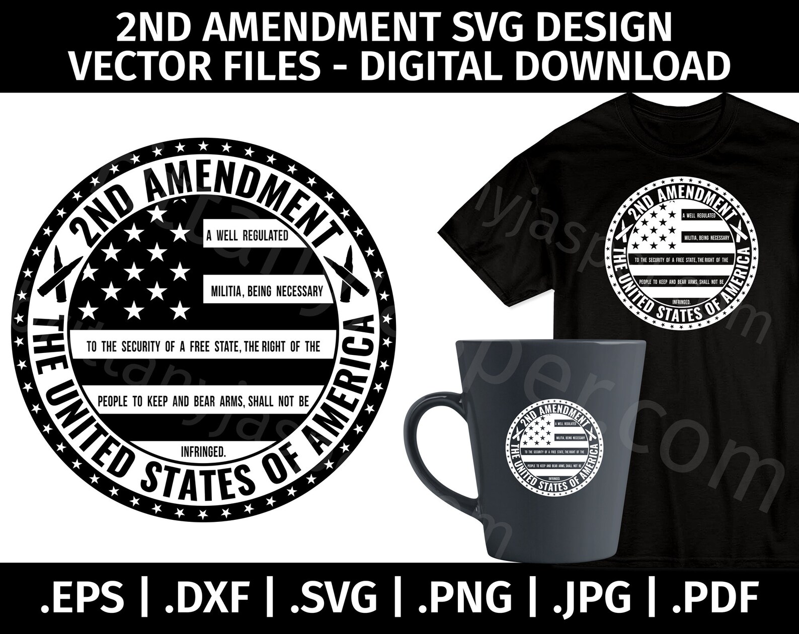 2nd Amendment SVG Design Vector Clip Art Cut Files for - Etsy