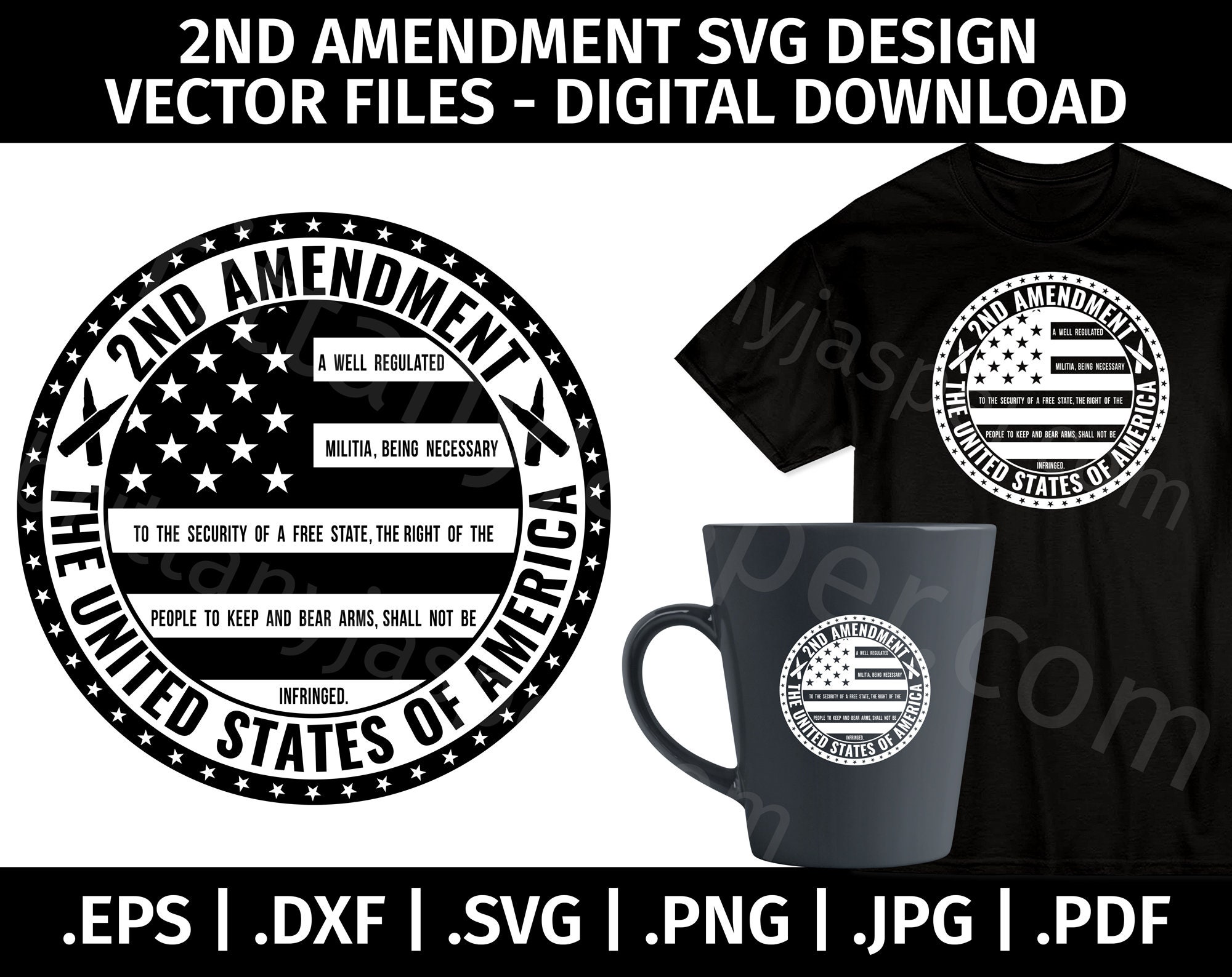 2nd Amendment SVG Design Vector Clip Art Cut Files for - Etsy