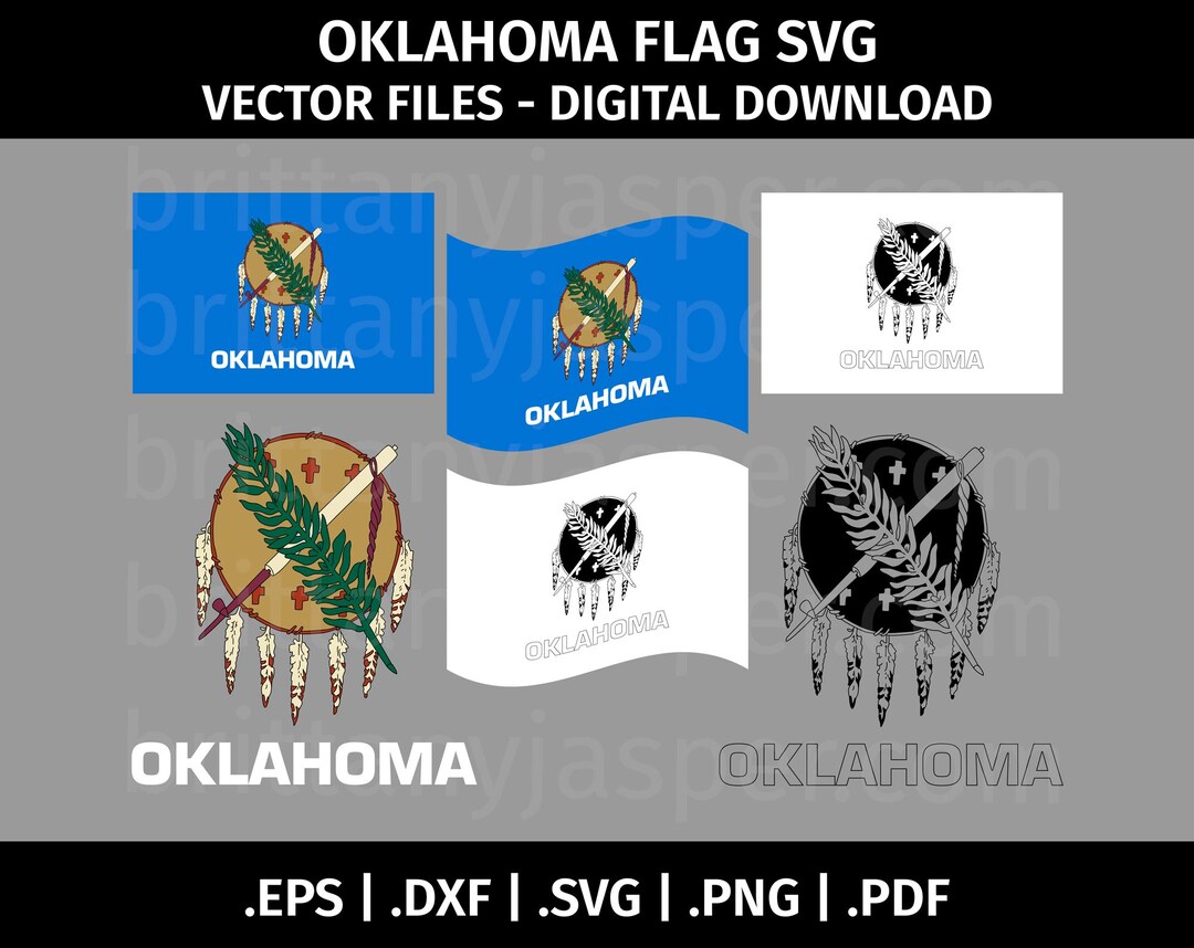 Oklahoma Flag SVG Vector Clip Art Cut Files for Cricut, Silhouette Eps ...
