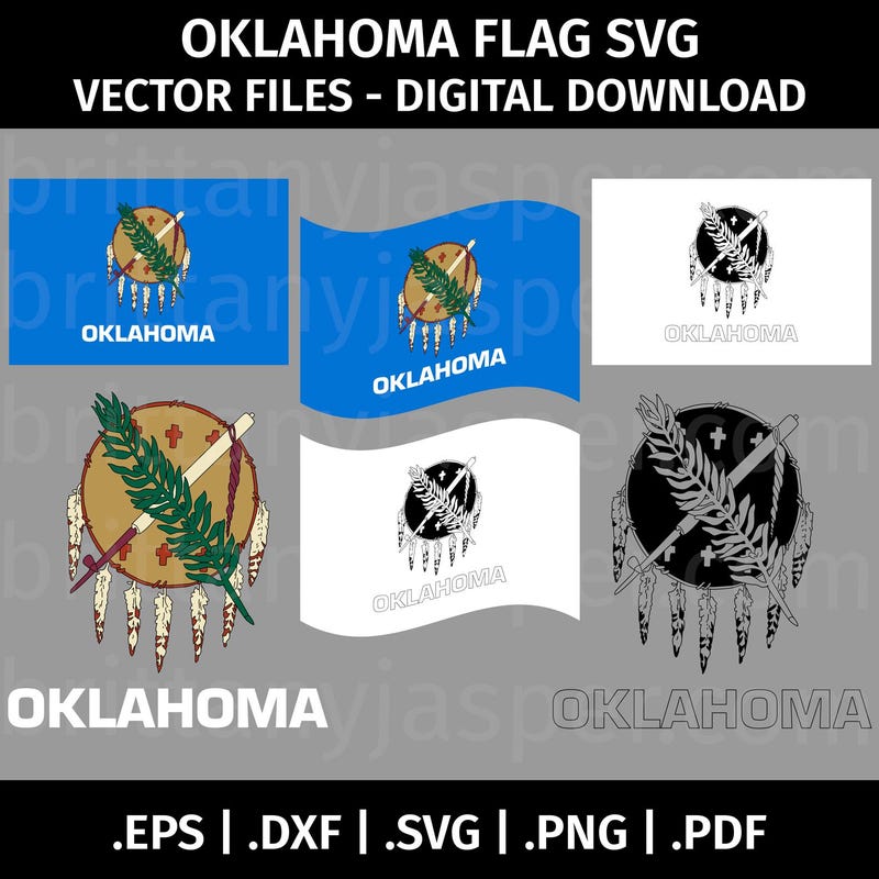 Oklahoma Flag Template - Etsy UK
