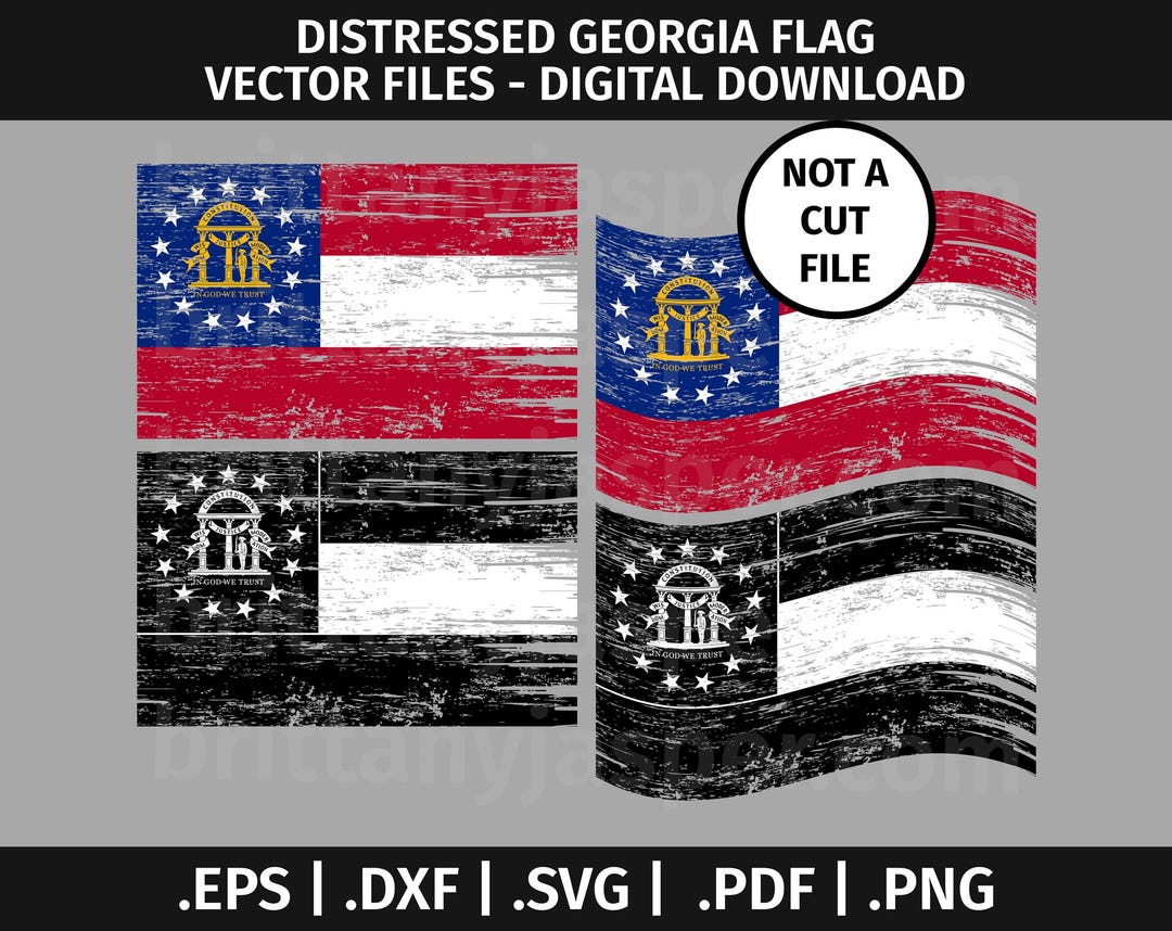 Distressed Georgia Flag SVG Design - Vector Clip Art Graphic - Eps Dxf ...