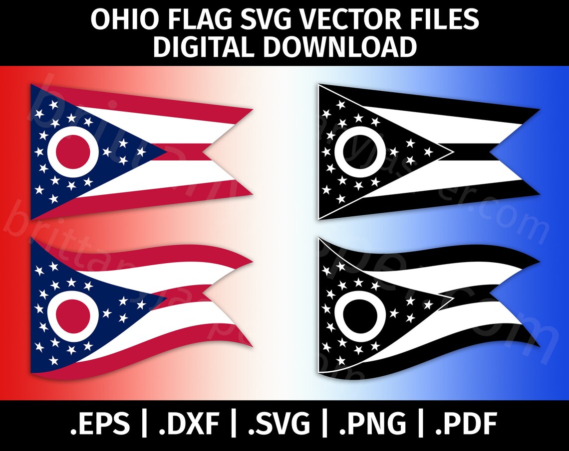 Ohio State Flag SVG Vector Clip Art Cut Files for Cricut | Etsy