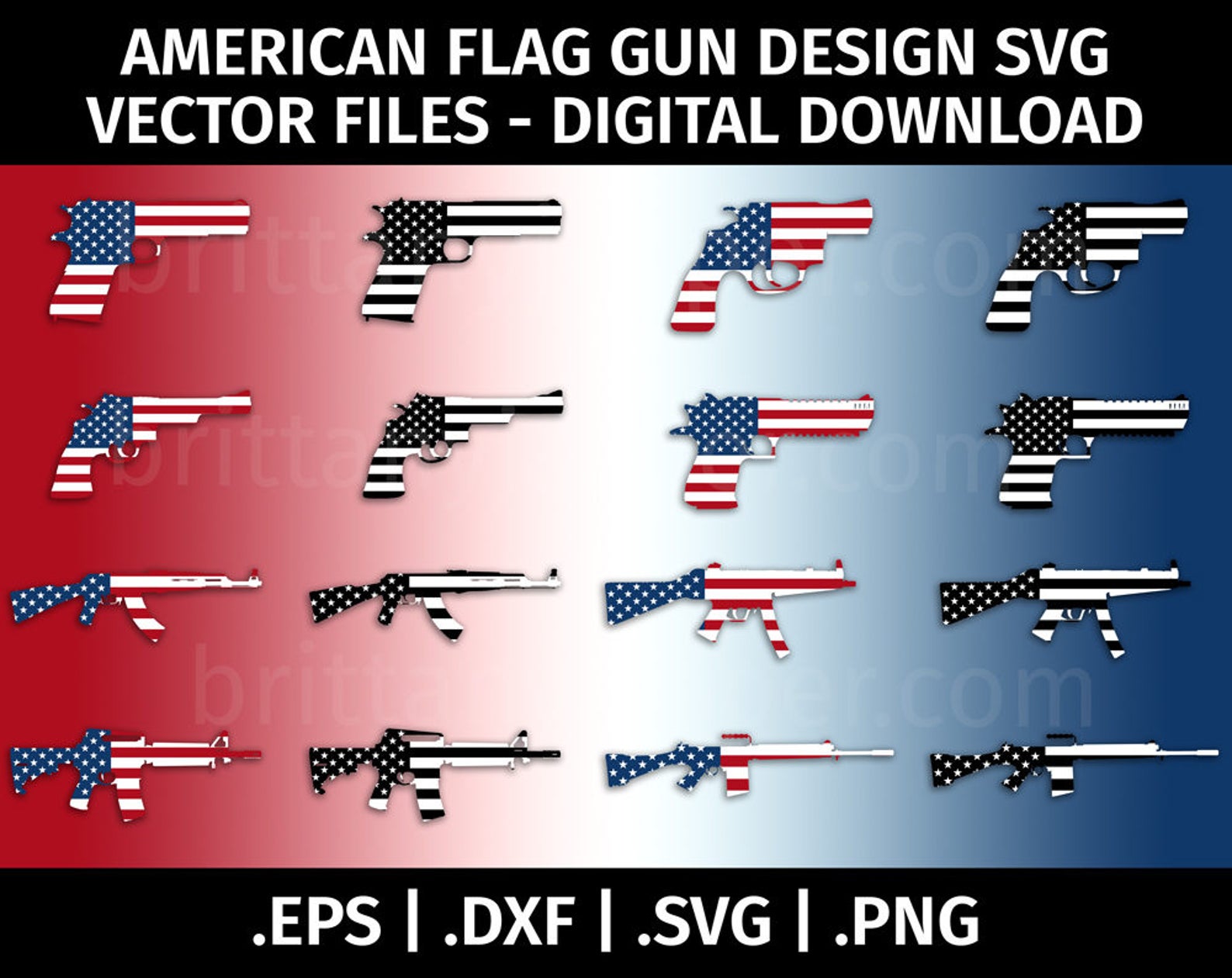 Patriotic Gun Design SVG Vector Clip Art Cut Files for | Etsy