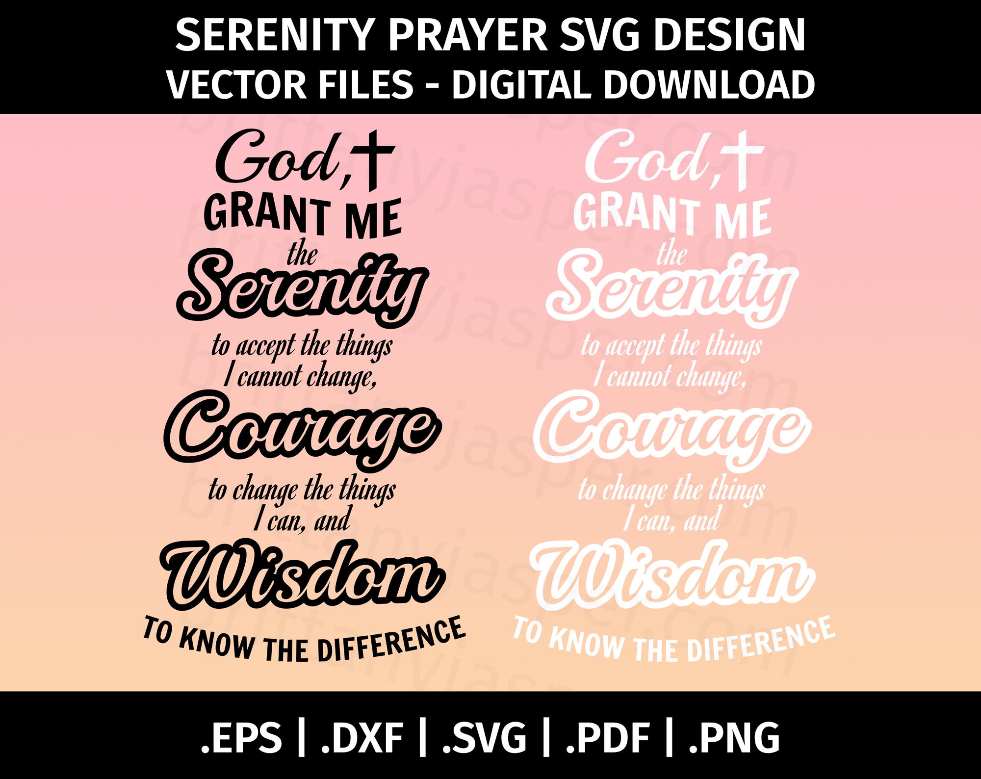 Serenity Prayer SVG Design Vector Clip Art - Cut Files for Cricut ...