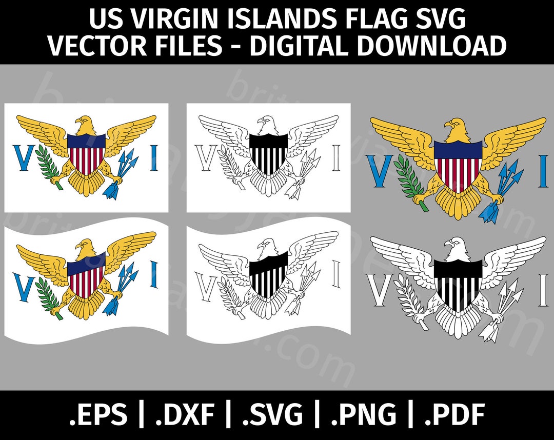 US Virgin Islands Flag SVG Vector Clip Art - Cut Files for Cricut - Eps ...