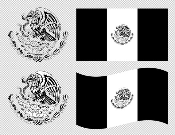 Mexican Flag Symbol Black And White