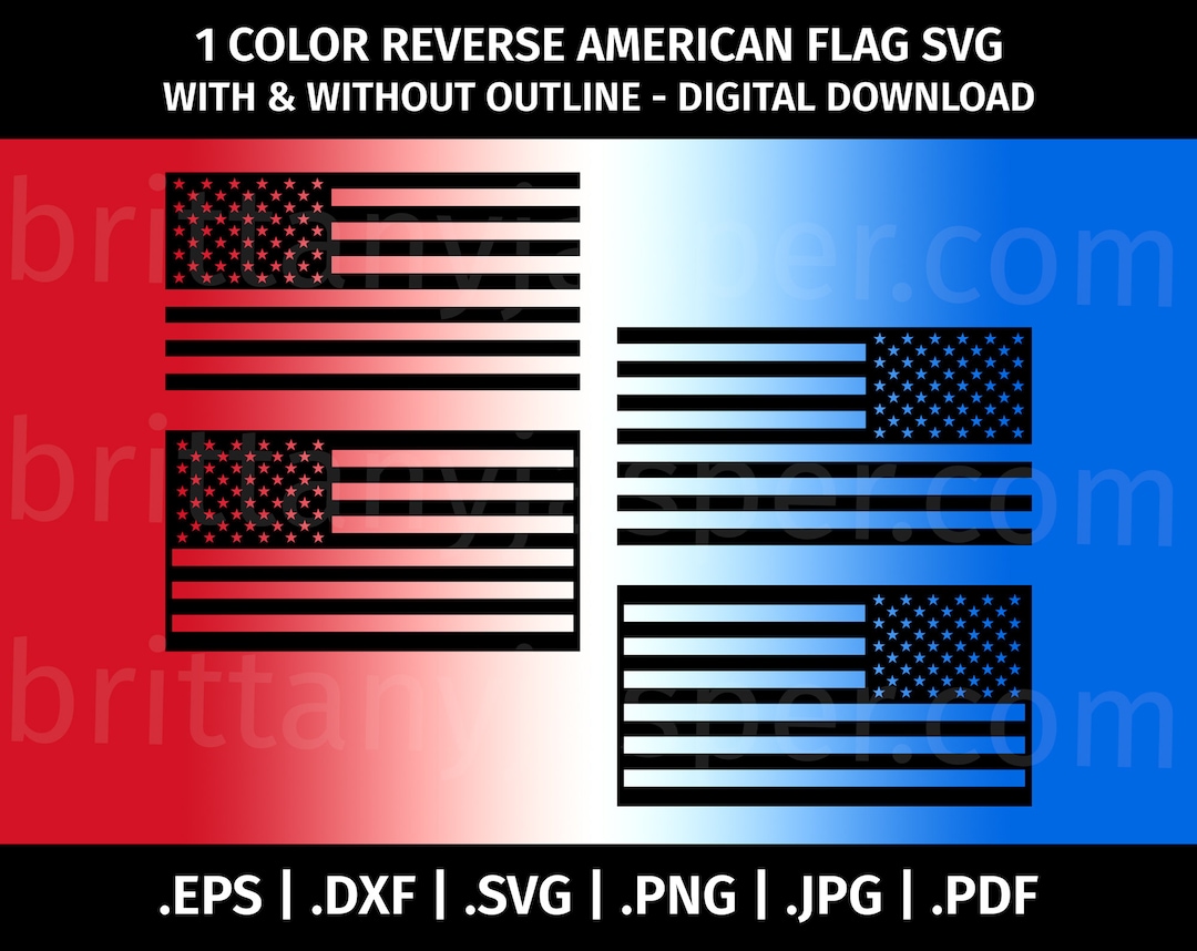 Reverse American Flag SVG United States of America Vector Clip Art Cut ...