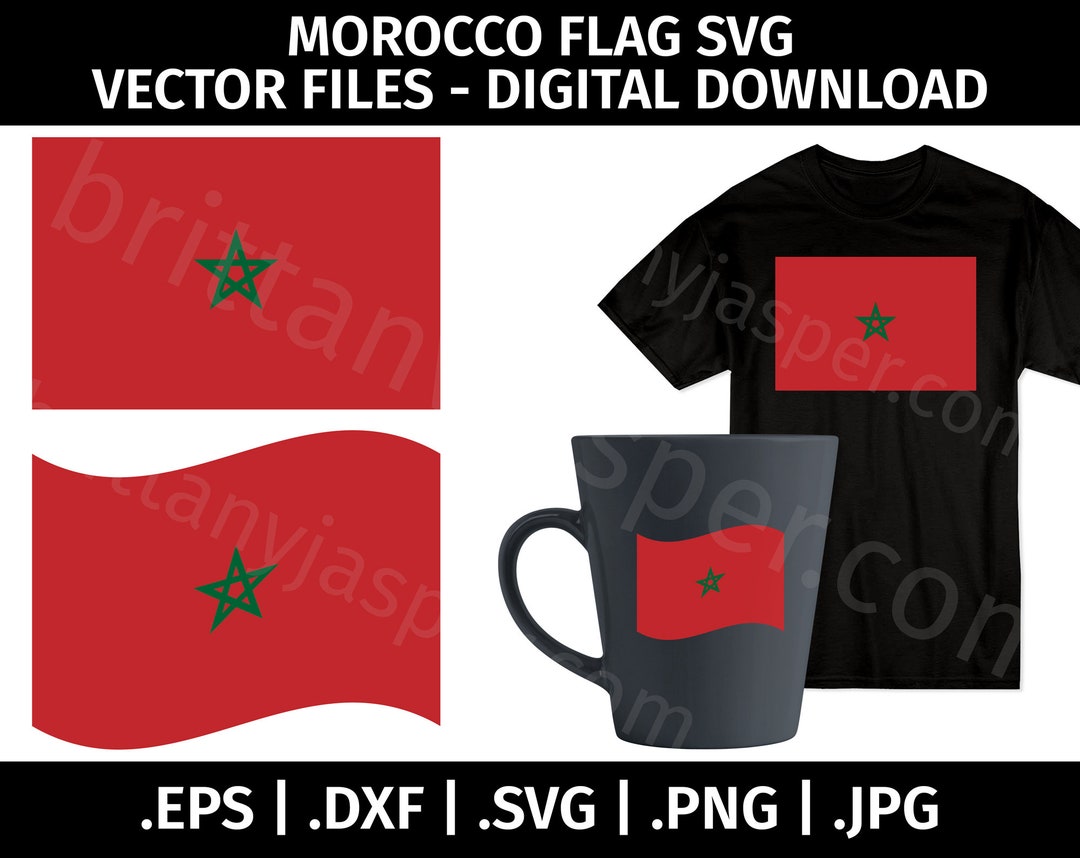 Morocco Flag SVG Vector Clip Art - Cutting Files for Cricut, Silhouette ...