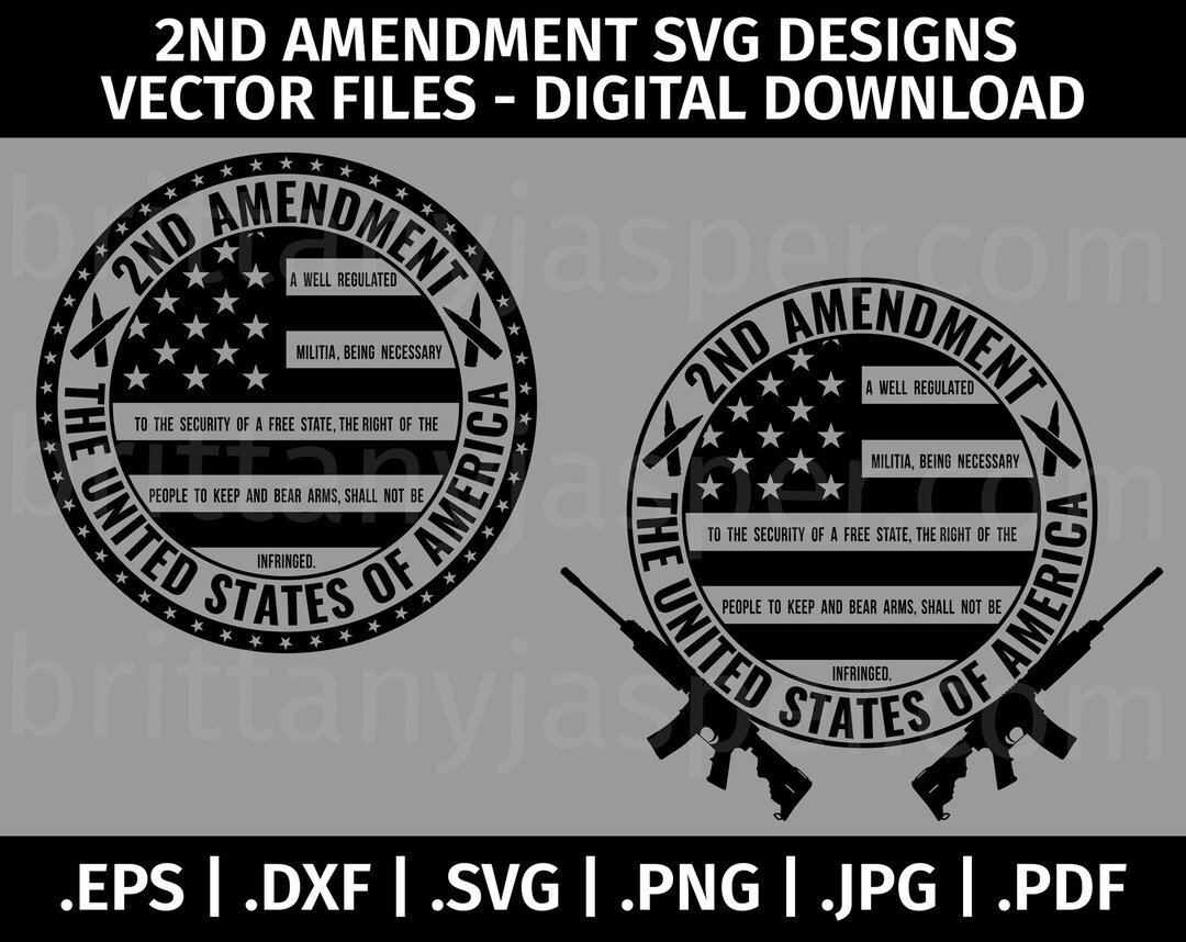 2nd Amendment SVG Design Vector Clip Art Cut Files for - Etsy