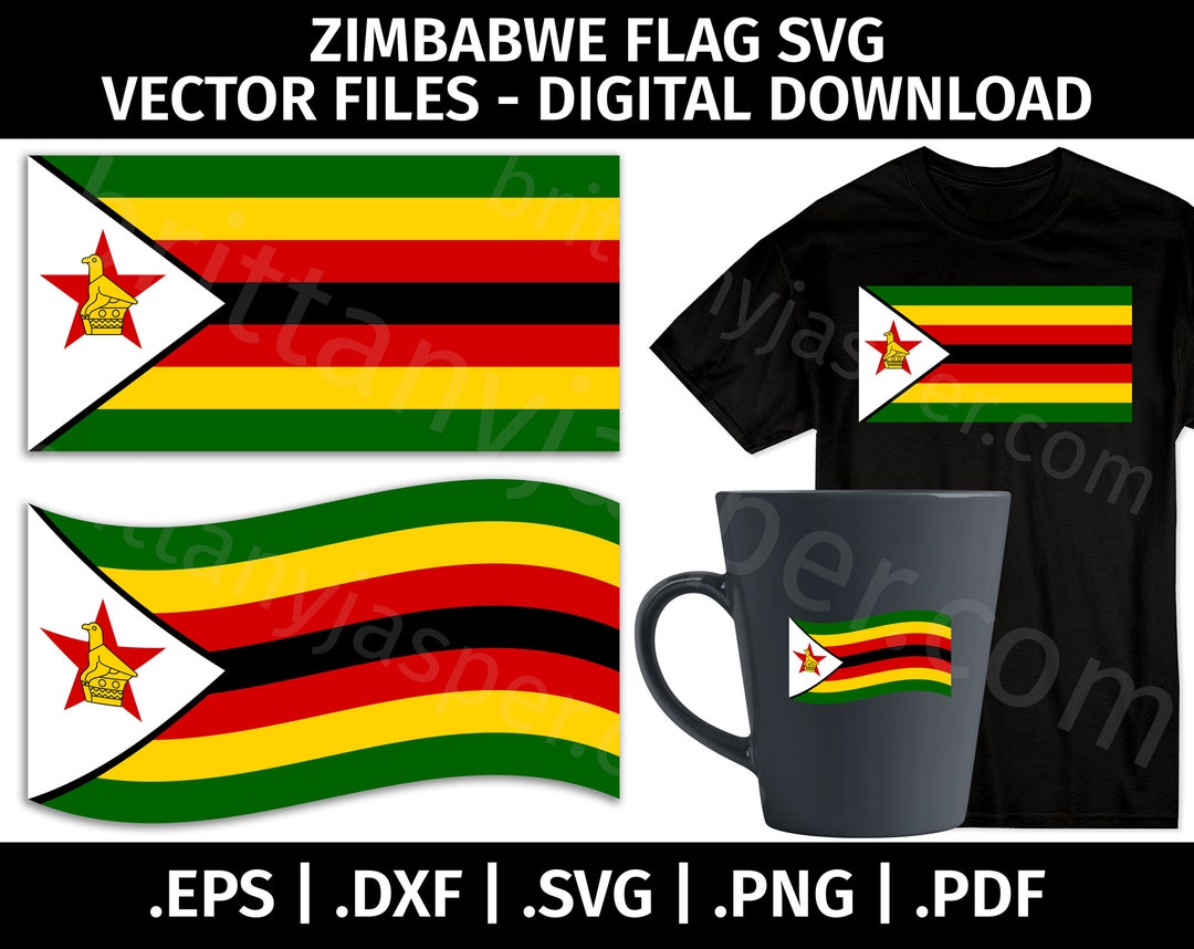 Zimbabwe Flag SVG Vector Clip Art Cut Files for Cricut - Etsy