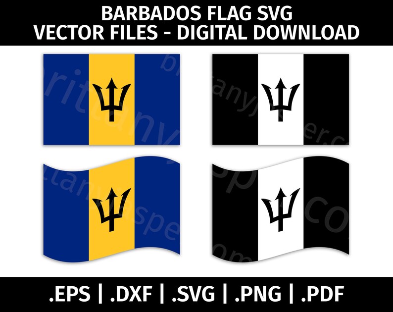 Barbados Flag SVG Vector Clip Art Cut Files for Cricut - Etsy