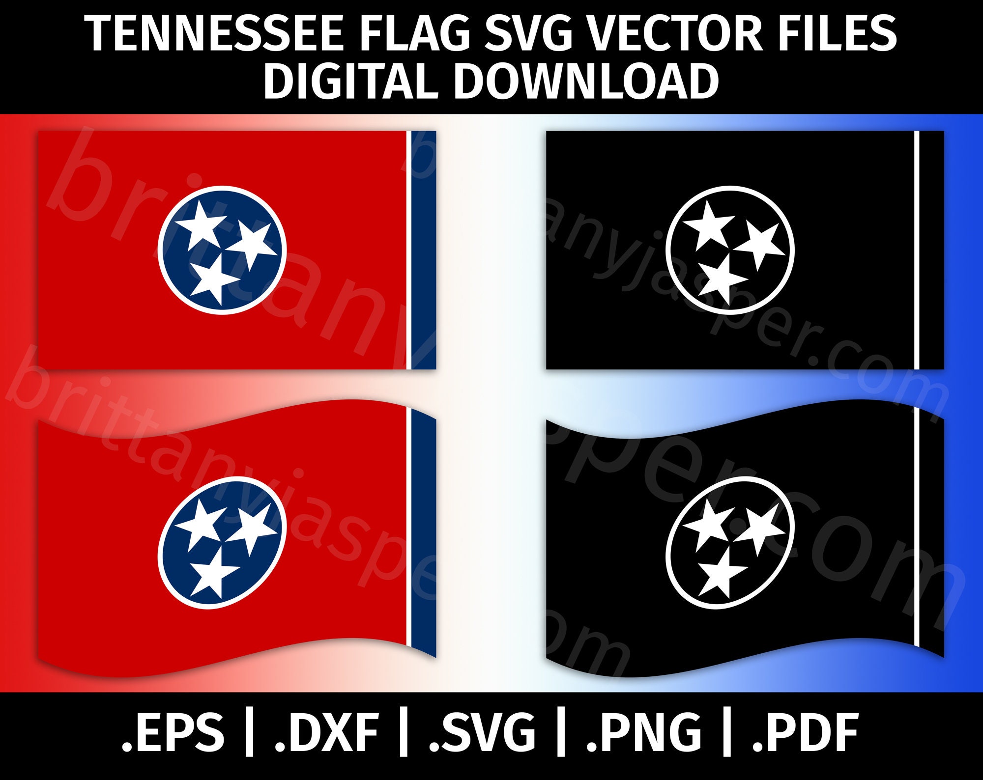 Tennessee State Flag SVG Vector Clip Art Cut Files for | Etsy
