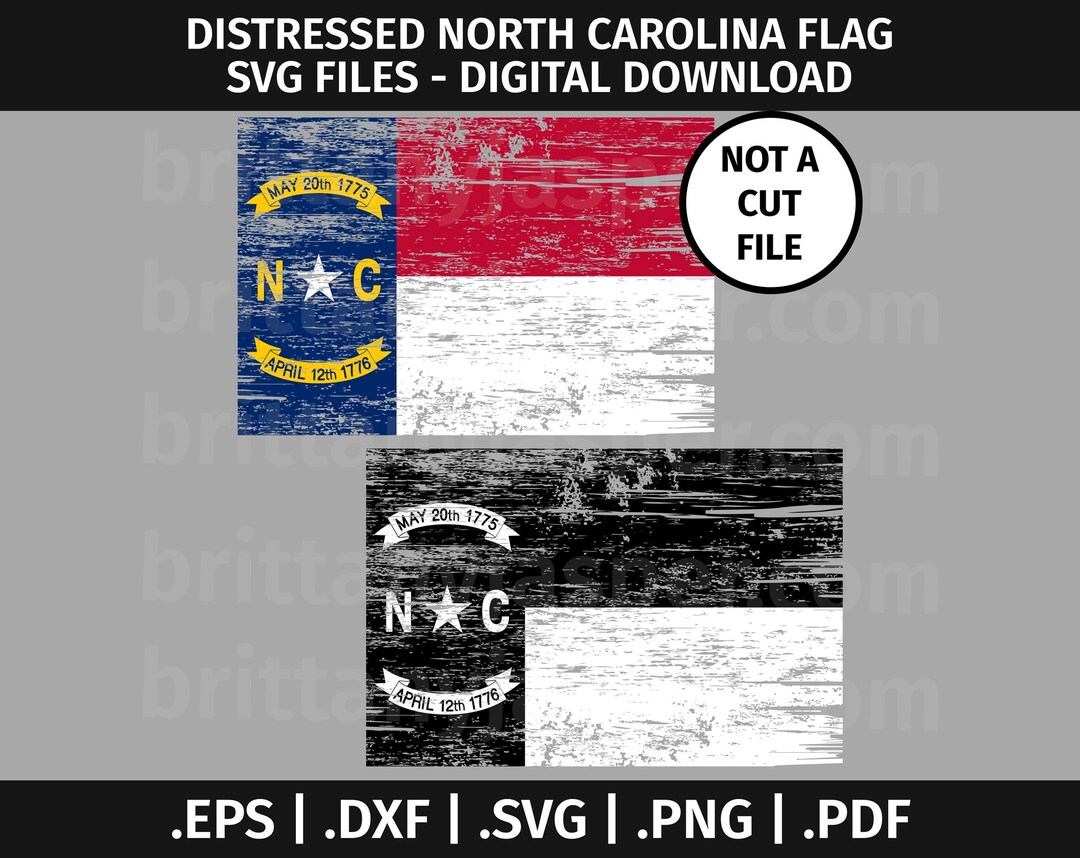 Distressed North Carolina State Flag SVG Design - Clip Art Vector ...
