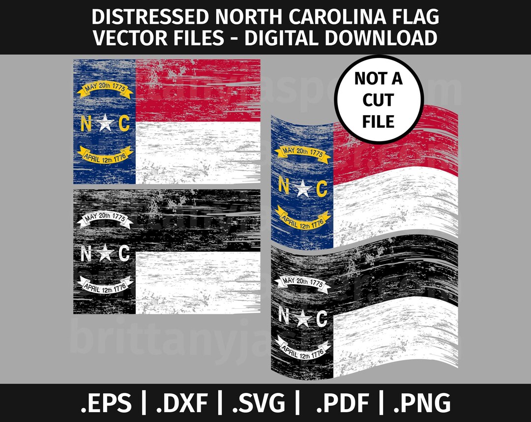 Distressed North Carolina State Flag SVG Design - Clip Art Vector ...