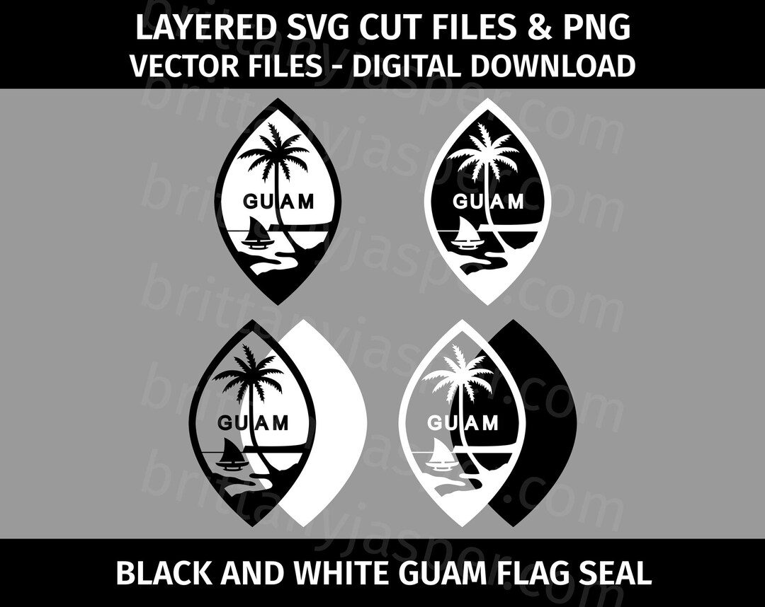Layered Guam Flag Seal SVG Cut Files & PNG - Vector Digital Files ...