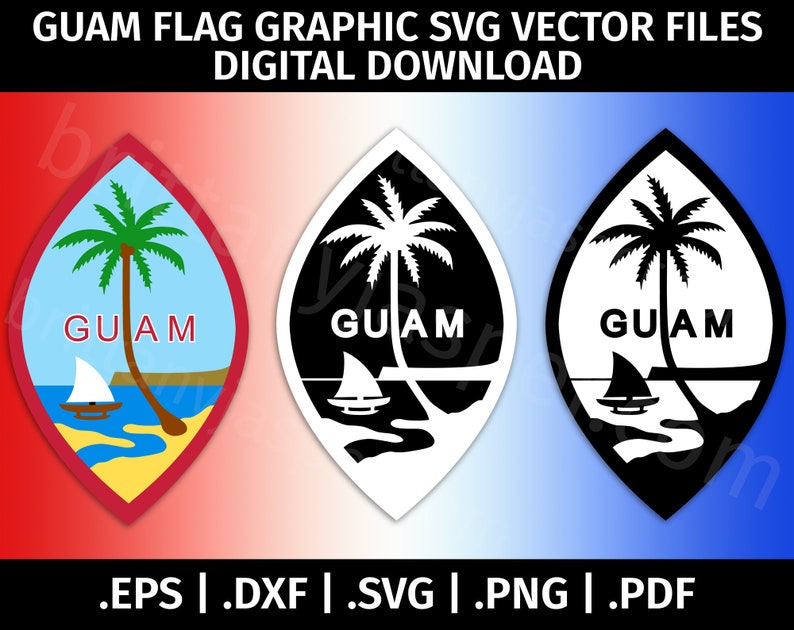 Guam Flag Graphic SVG Vector Clip Art Cut Files for Cricut - Etsy