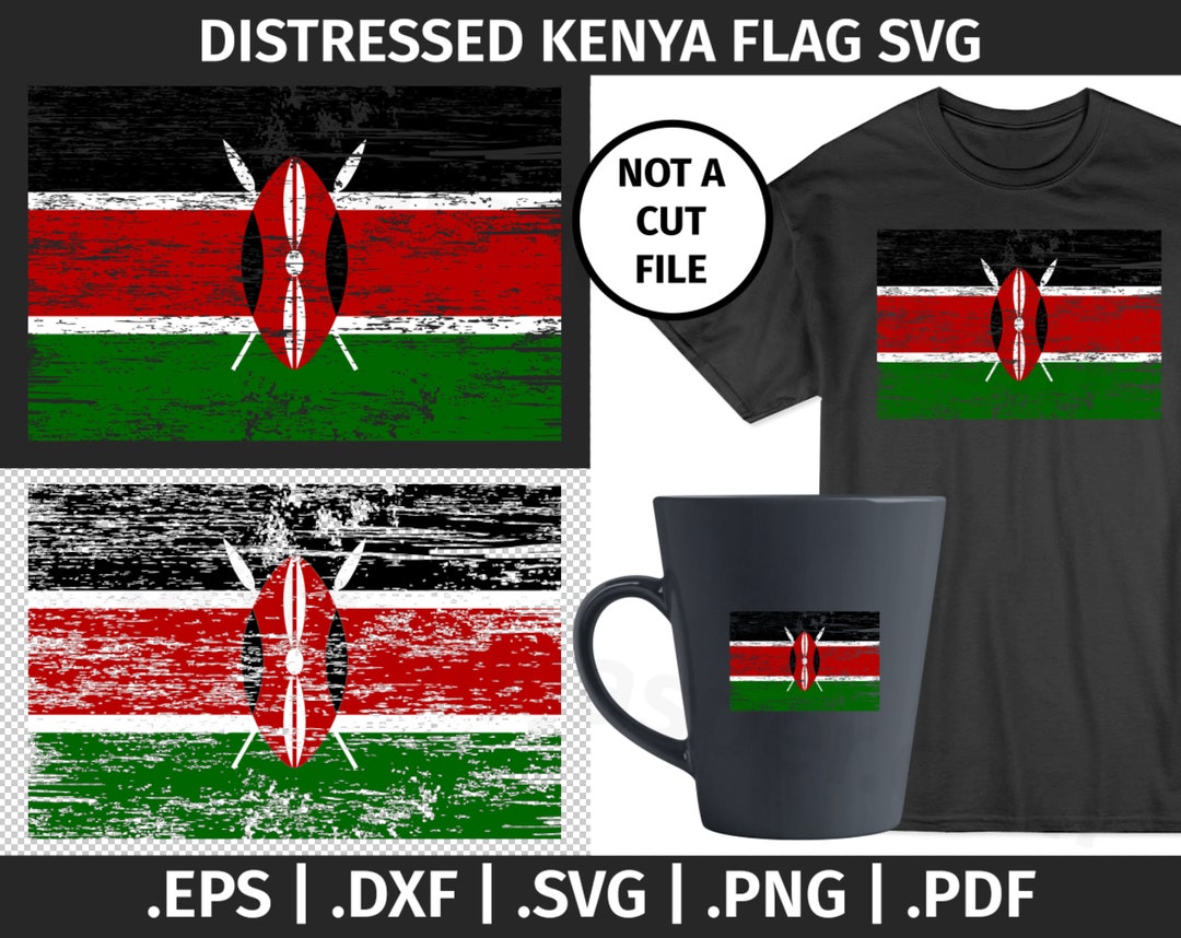 Distressed Kenya Flag SVG Design Clip Art Vector Graphic Eps Dxf Svg ...