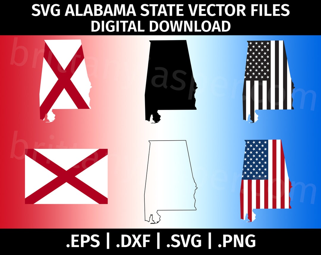 Alabama State Flag SVG Vector Clip Art Cutting Files for Cricut ...