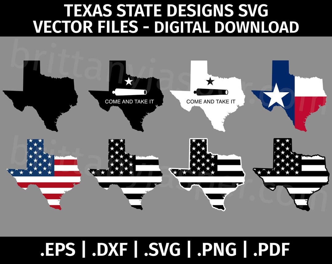 Texas State Designs SVG Vector Clip Art Cut Files for Cricut ...