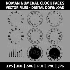 Roman Numeral Clock Faces SVG Vector Clip Art - Cut Files for Cricut ...