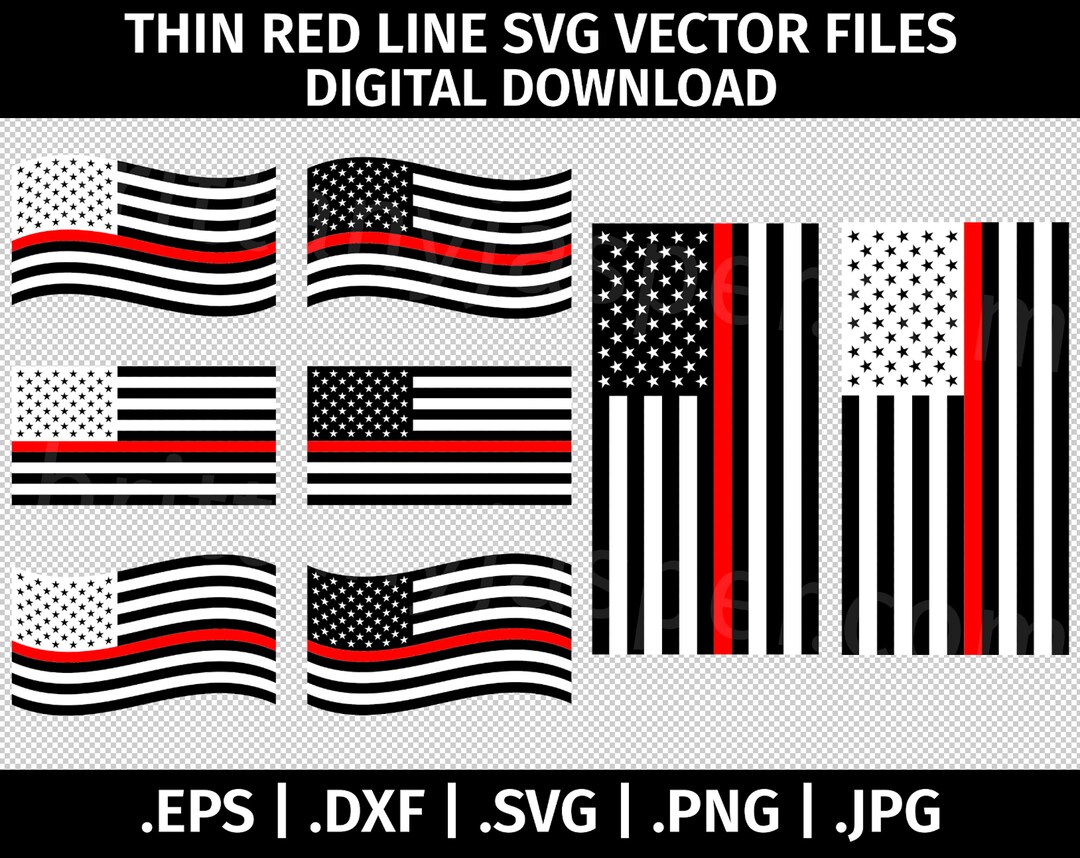 Thin Red Line Flag SVG Vector Clip Art - Cutting Files for Cricut ...