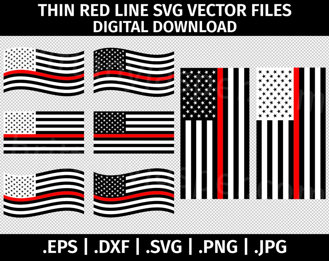 Thin Red Line Flag SVG Vector Clip Art Cutting Files for - Etsy
