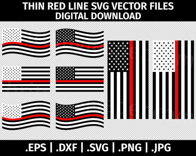 Thin Red Line Flag SVG Vector Clip Art Cutting Files for - Etsy
