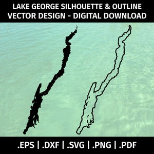 Lake George Silhouette and Outline SVG Cut Files - Vector Clip Art ...