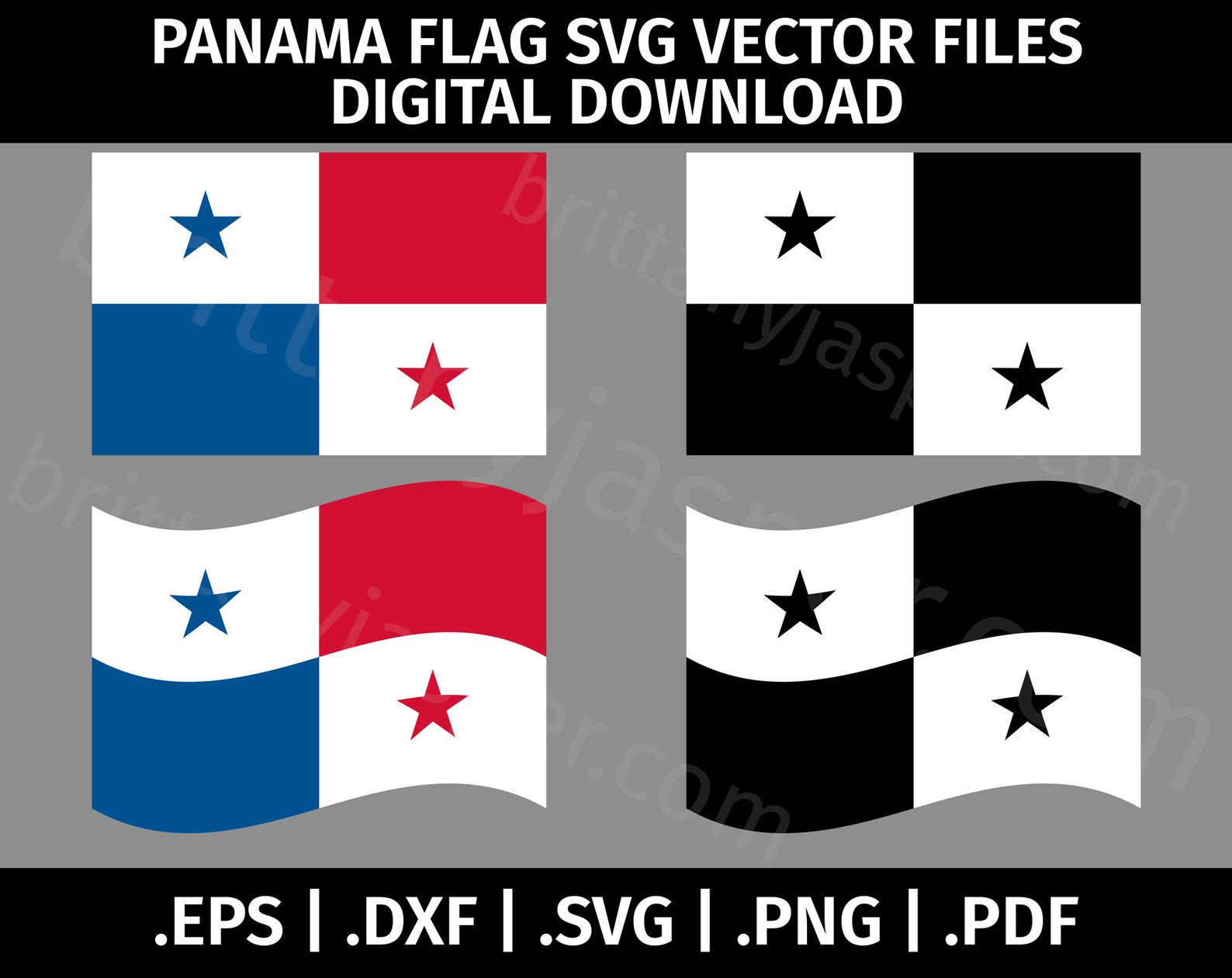 Panama Flag SVG Vector Clip Art Cut Files for Cricut, Silhouette Eps ...