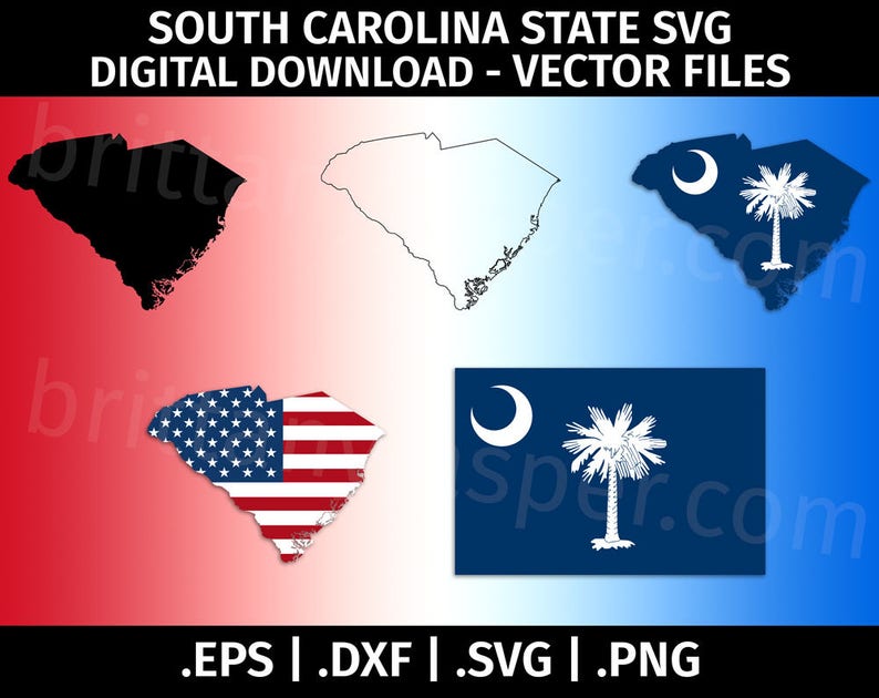 South Carolina State Flag SVG Vector Clip Art Cutting Files - Etsy