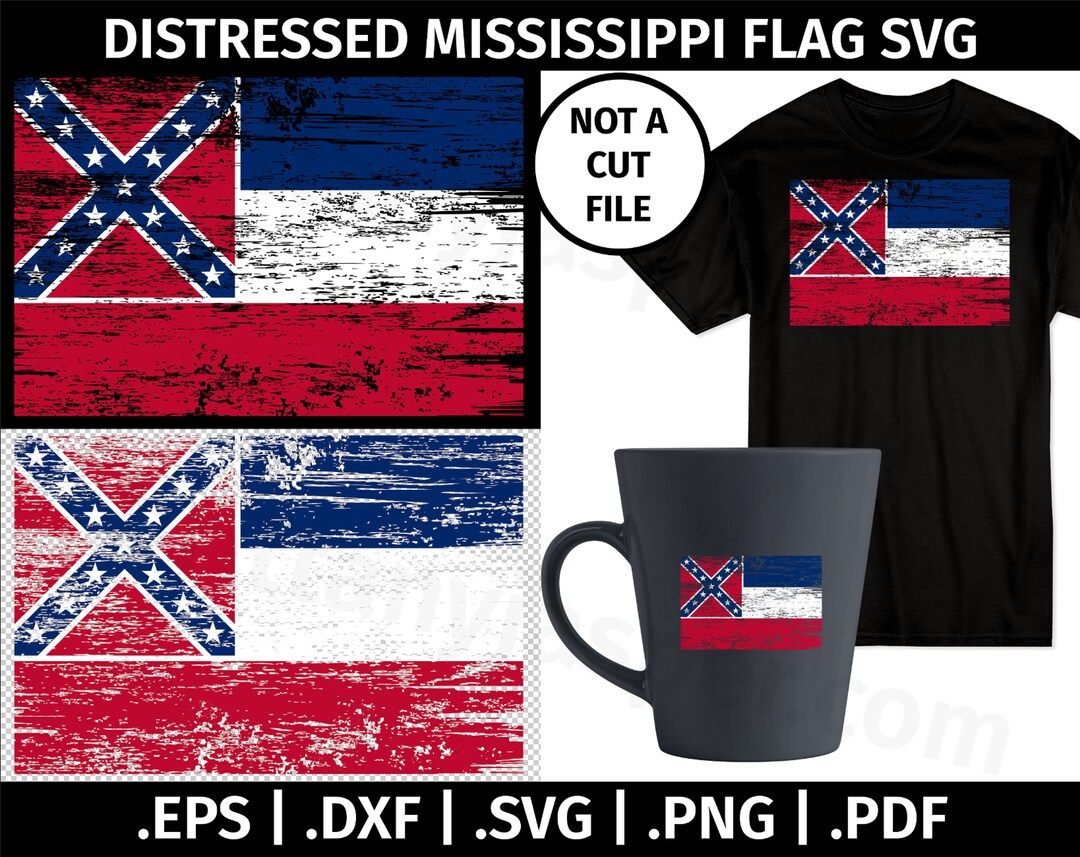 Distressed Mississippi Flag SVG Design Clip Art Vector Graphic Eps Dxf ...