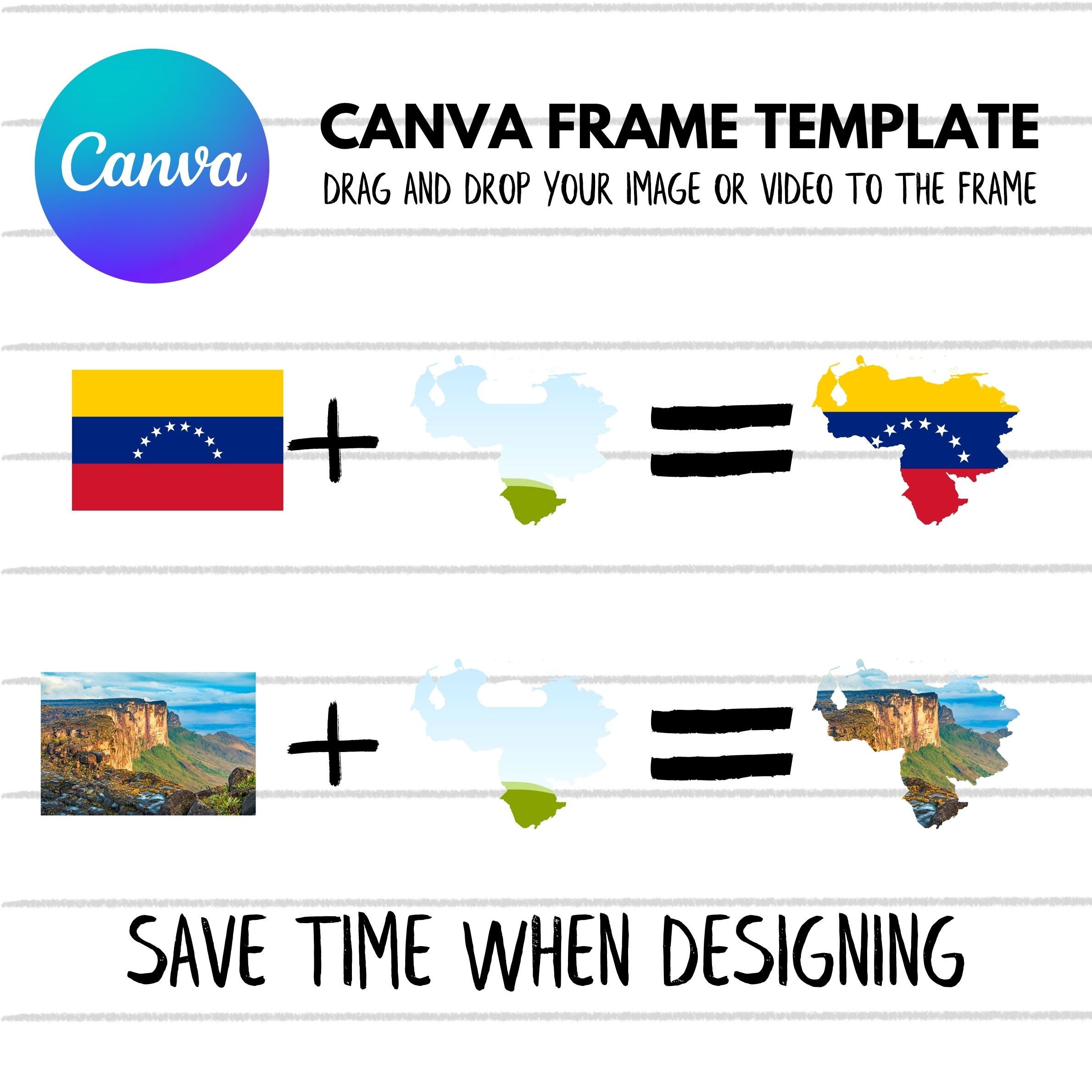 Venezuela Map Canva Frame Editable Template Easy Drag and Drop Design ...