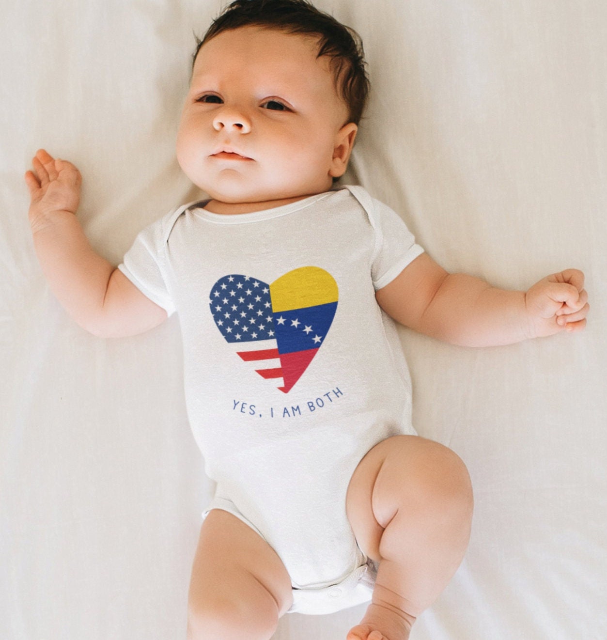 Venezuela USA Baby Bodysuit Half Venezuela Half American Flag New Mom ...
