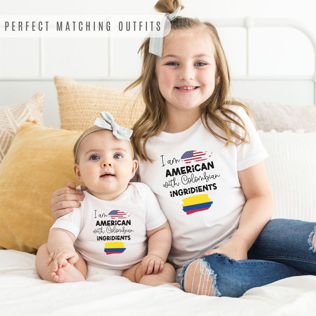 Colombian Baby Shirts Half and Half Family American Flag New Mom Baby ...