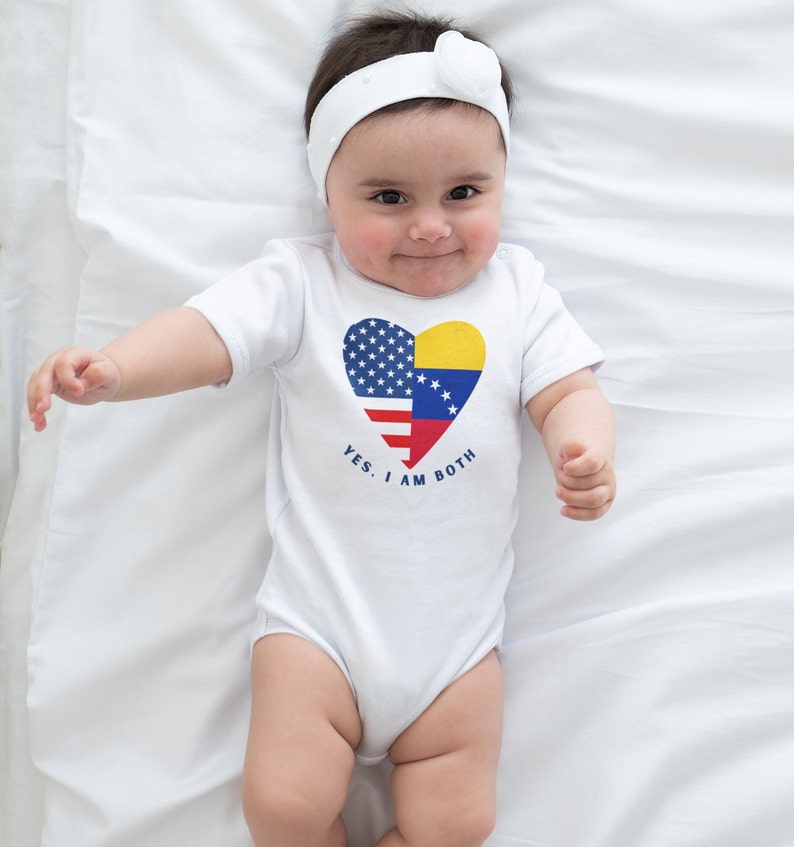 Venezuela USA Baby Bodysuit Half Venezuela Half American Flag New Mom ...