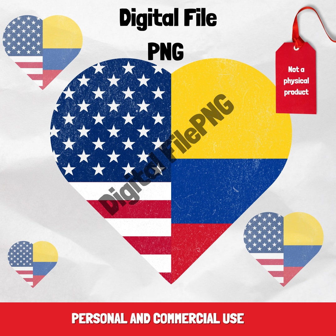 INSTANT DOWNLOAD, Colombia Flag, Heart Colombia Art, Colombia Png ...
