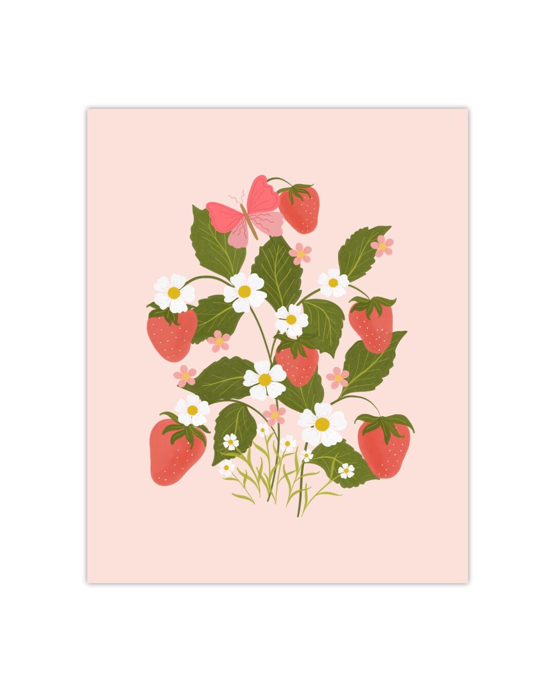 Strawberry Art Print - Etsy