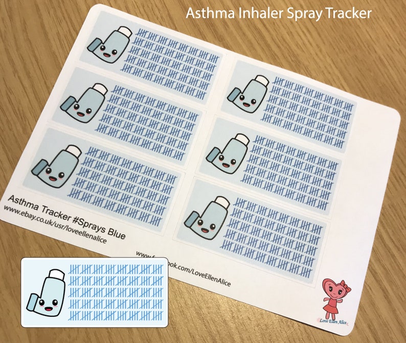 Asthma Blue Inhaler Spray Count Planner Stickers Diary/calendar ...