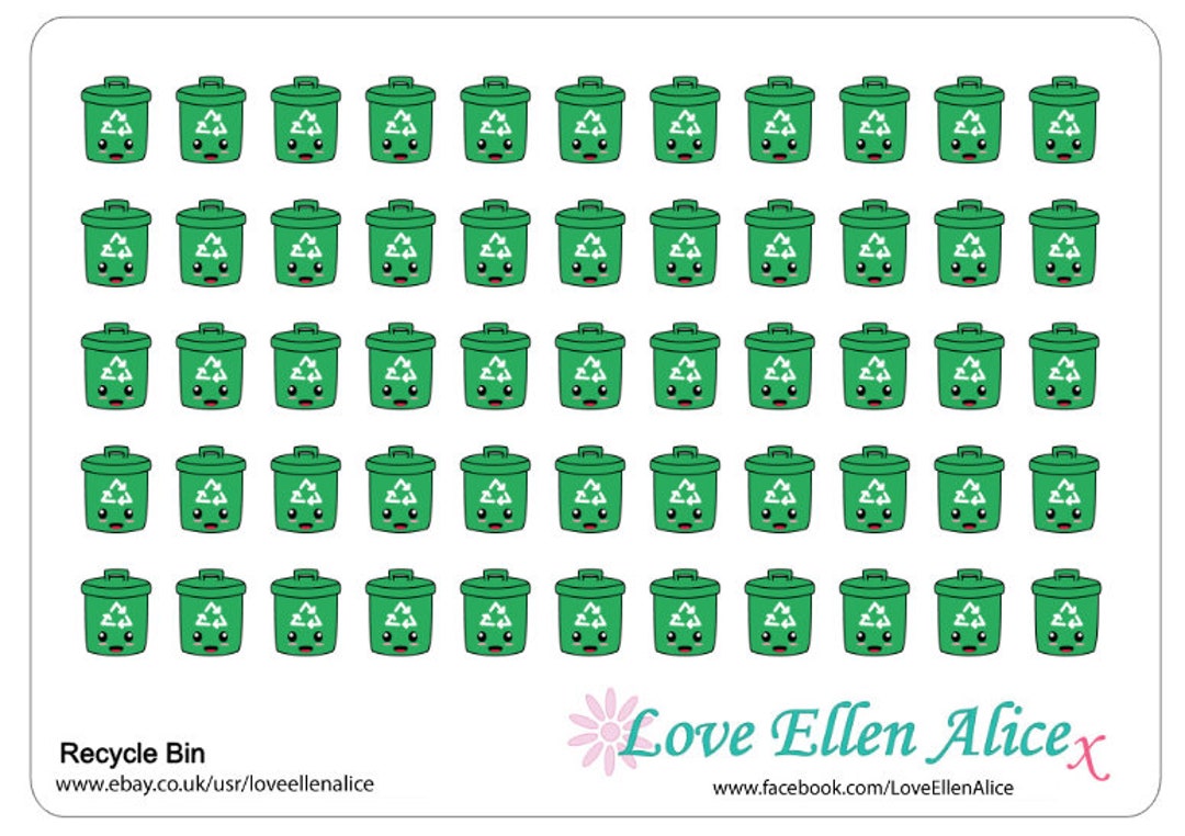 Bin Tracker Stickers, Recycle & General Waste, Planner/diary/calendar ...