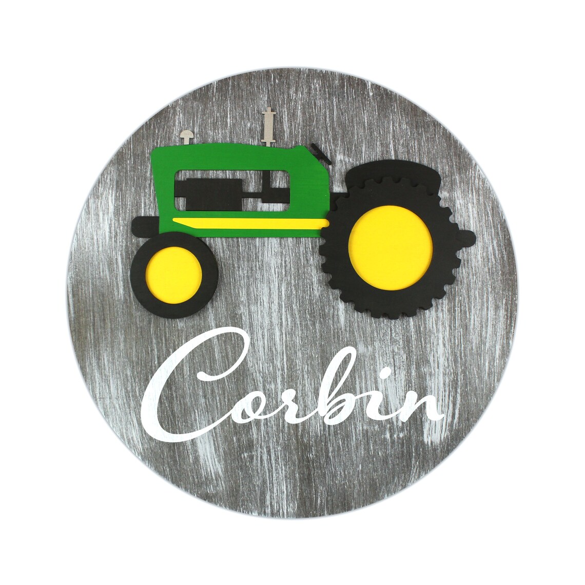 Round Tractor Sign Personalized Wood Sign Boys Room Farm - Etsy