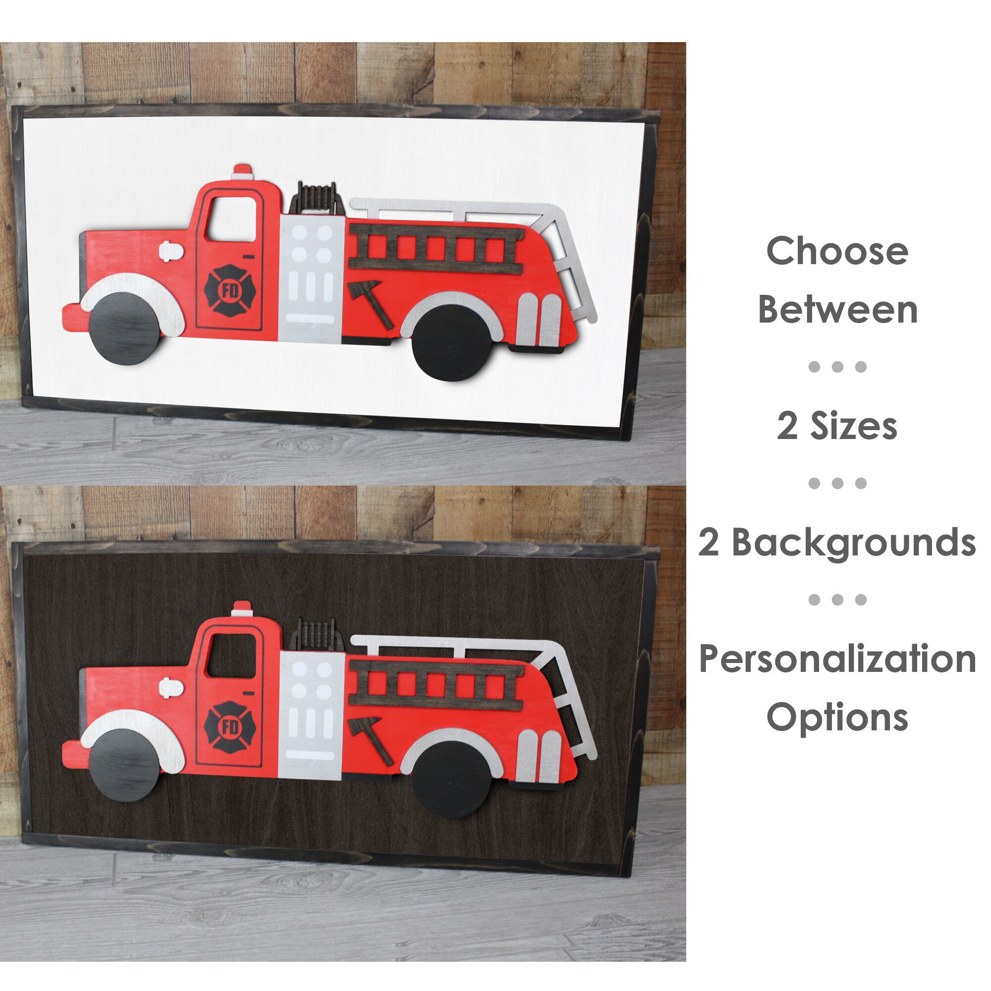 3D Firetruck Wood Sign Vintage Firetruck Art Fire Fighter | Etsy